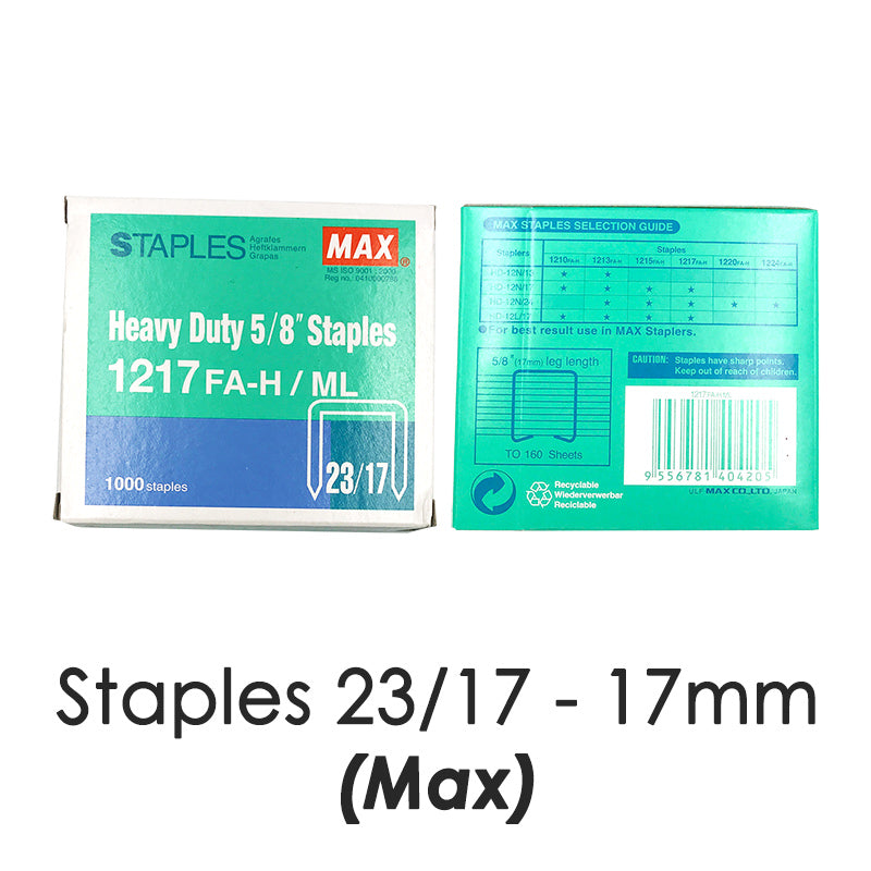 Max Heavy Duty Staples 23/17 (5/8" - 17mm) – Color Station Website