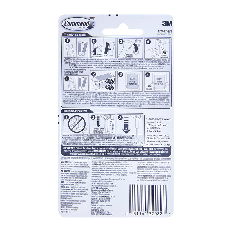 Command Damage-Free Hanging Sawtooth Sticky Nail plus Stabilizer Strips ...